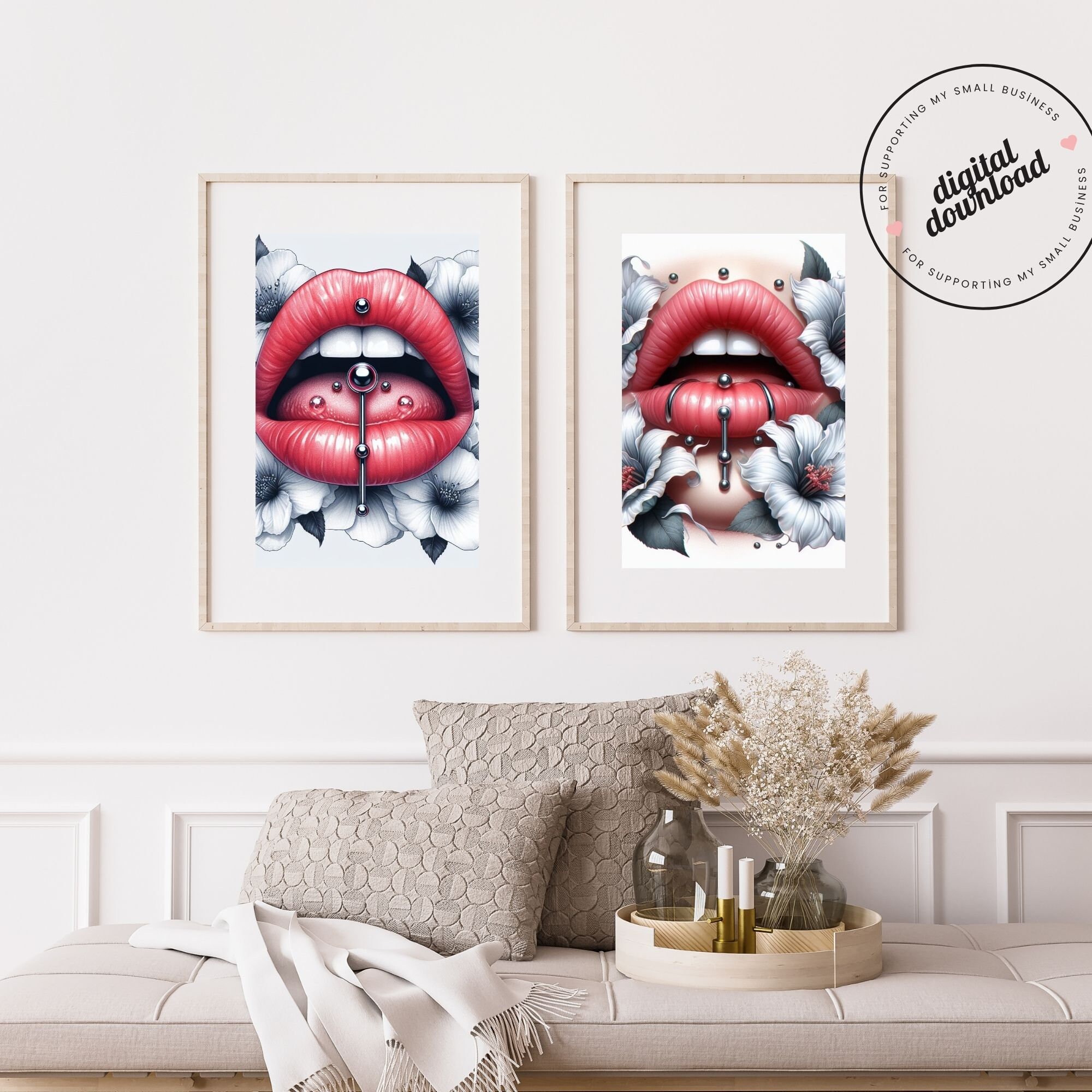 Lip Piercing Chart Print, Piercing Art Print, Piercings Studio Decor ...