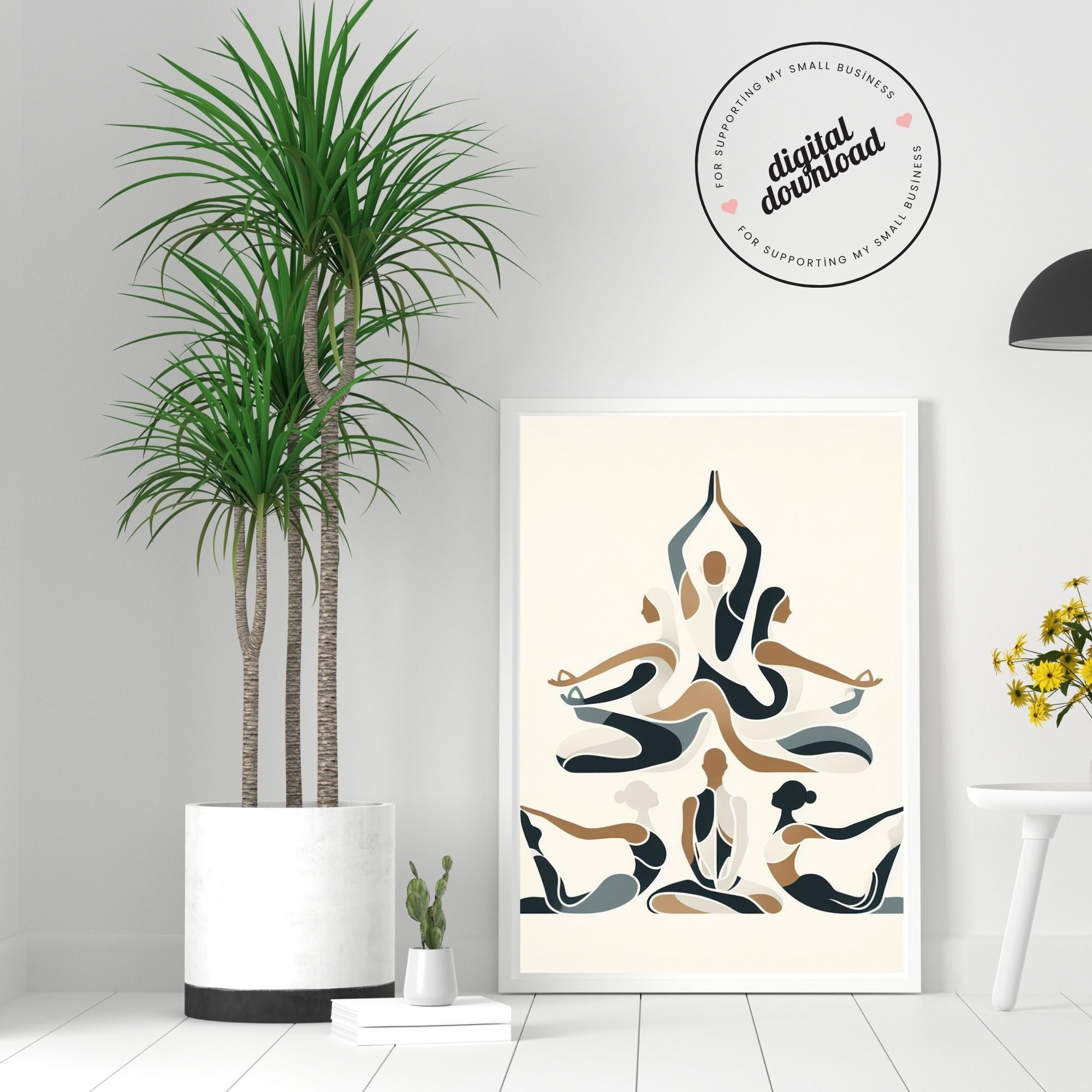 Yoga Wall Art, Yoga Poster, Yoga Poses Digital Art, Yoga Poses Wall Print, Yoga Asana Line ...