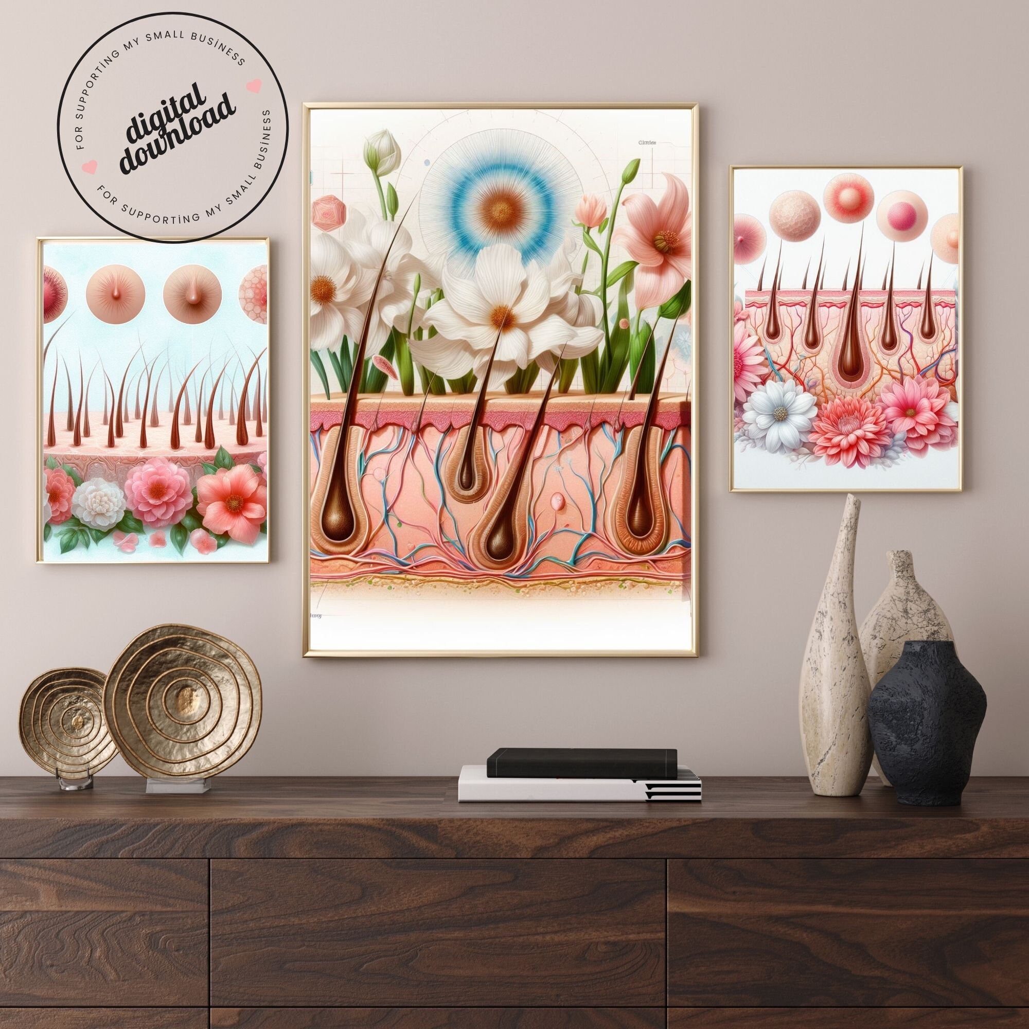 Hair Growth Cycle Artwork, Hair Growth Chart, Hair Anatomy Art ...