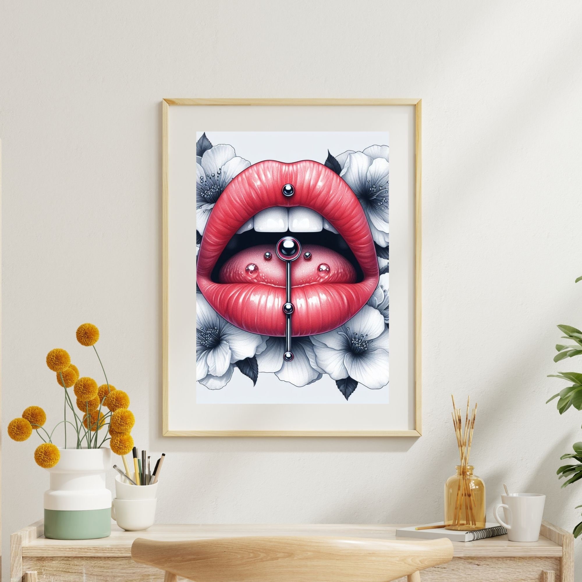 Lip Piercing Chart Print, Piercing Art Print, Piercings Studio Decor ...