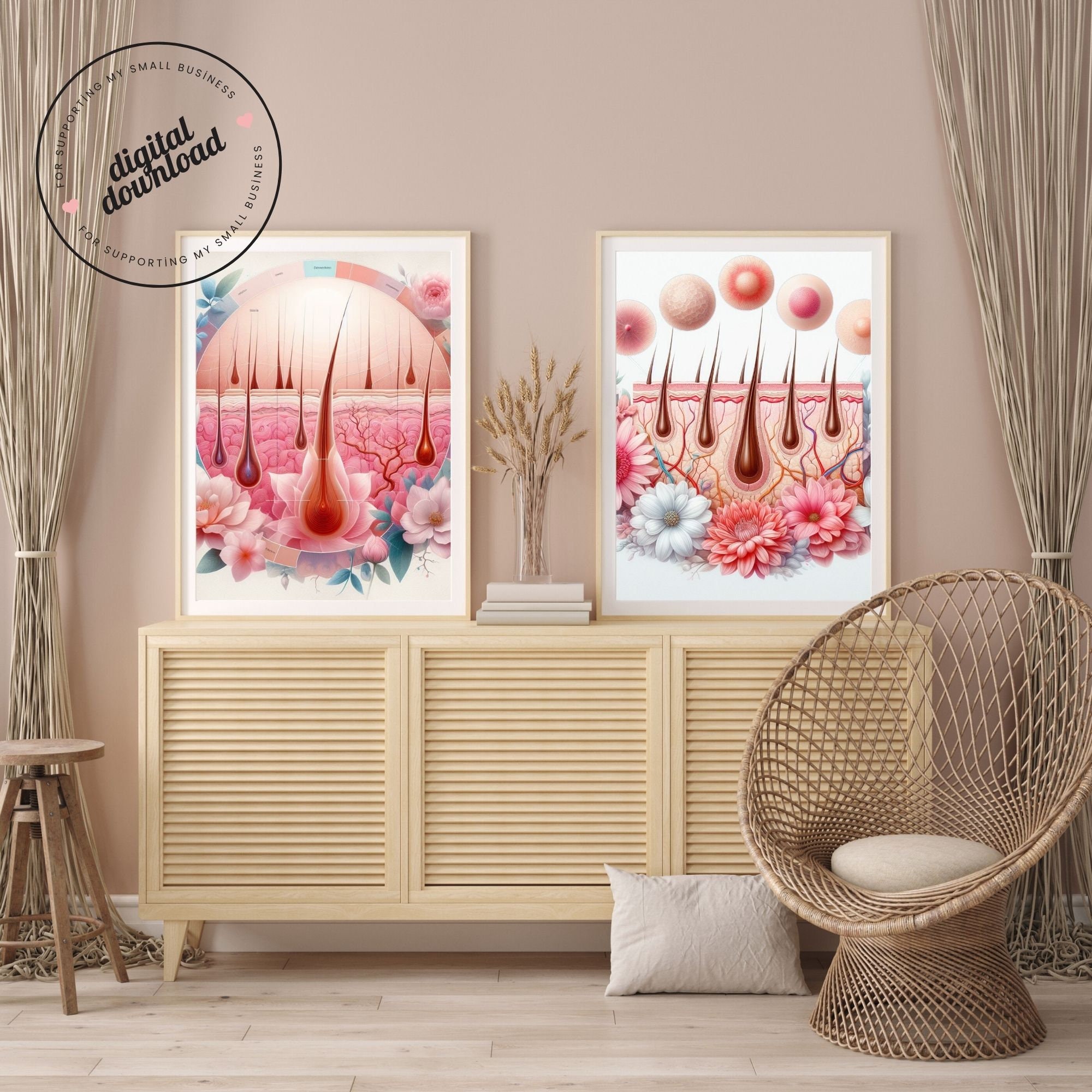 Hair Growth Cycle Artwork, Hair Growth Chart, Hair Anatomy Art ...