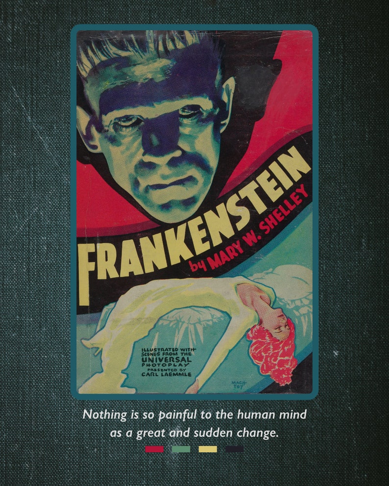 Frankenstein Poster: Minimal Poster - Book Cover Art Print - Wall Art ...