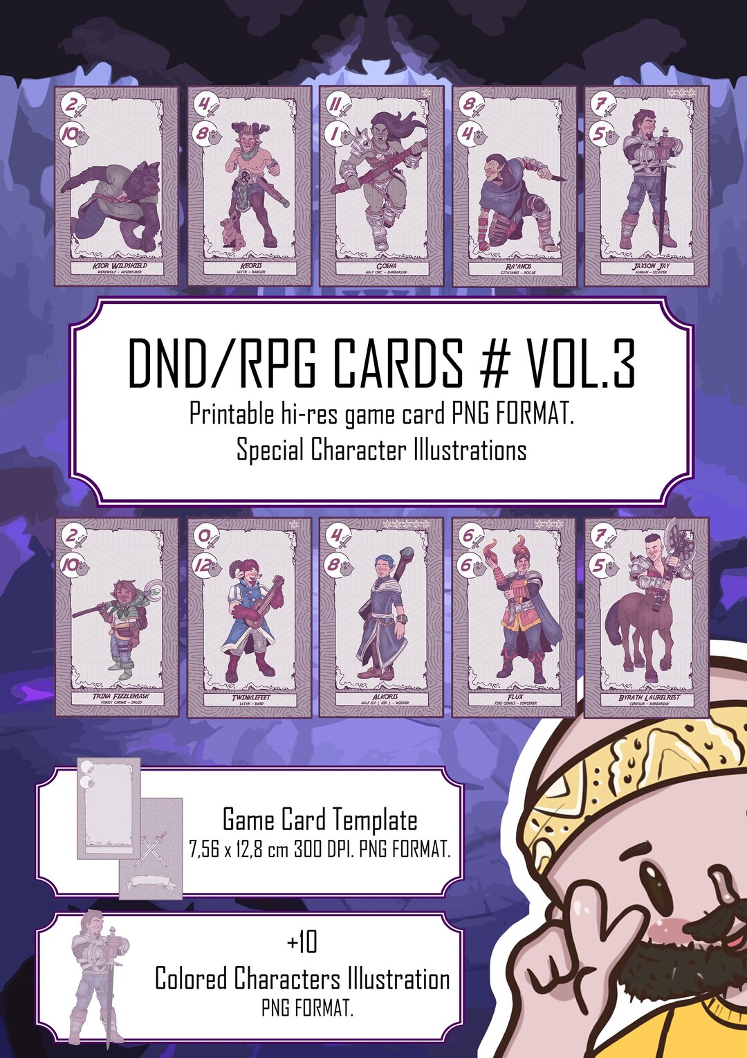 10 RPG / DND Cards Vol.3 / Fantasy Character Ilustrations - Etsy