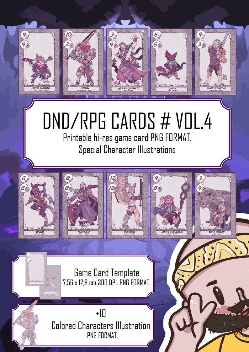10 RPG / DND Cards Vol.4 / Fantasy Character Ilustrations - Etsy Australia