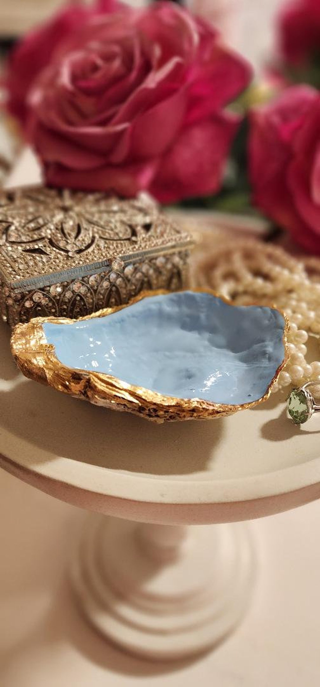 Blue Oyster Shell Ring and Jewelry Trinket Dish or Soap Dish - Etsy