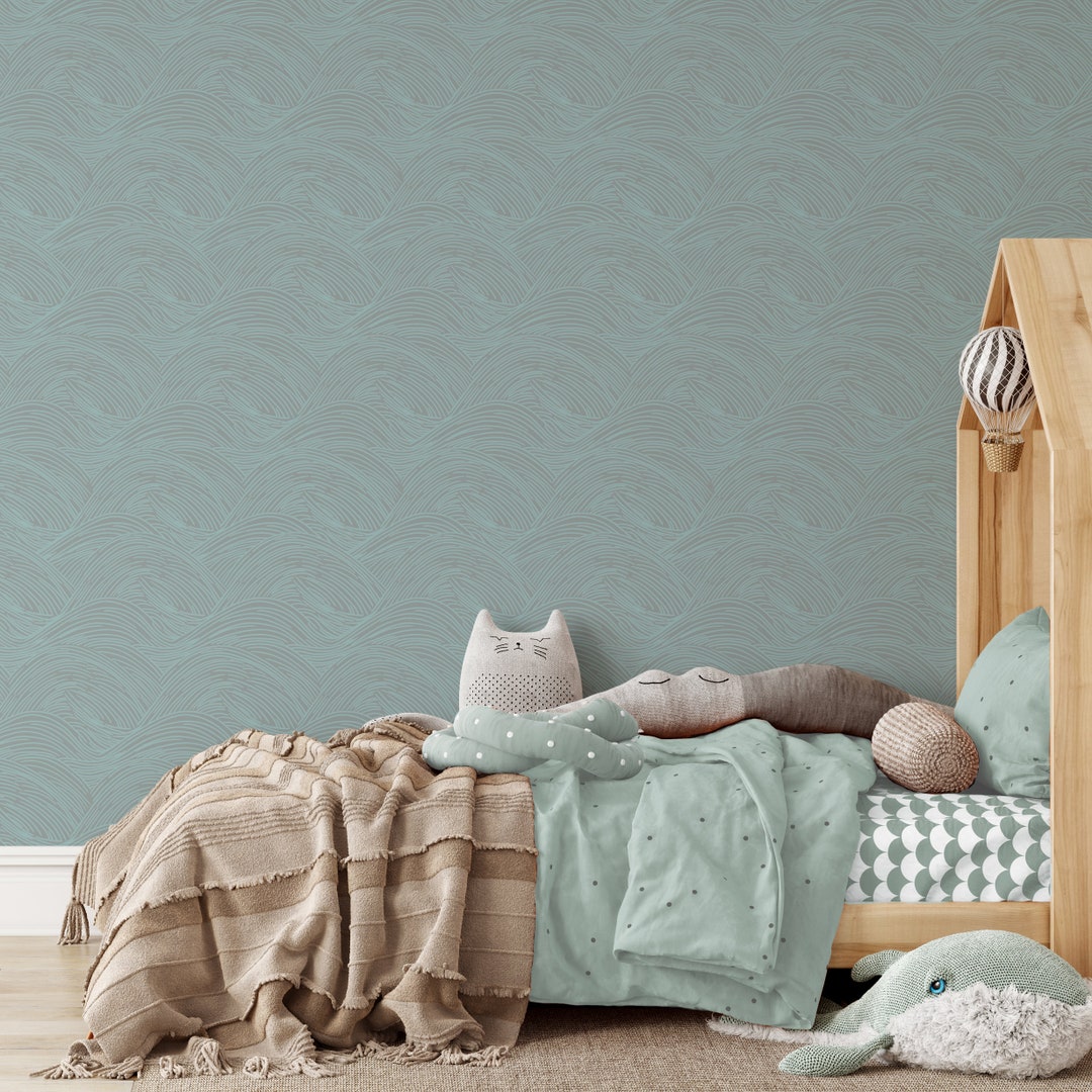 Removable Wallpaper // Linear Waves // Blue Gray // Perfect for Renters ...