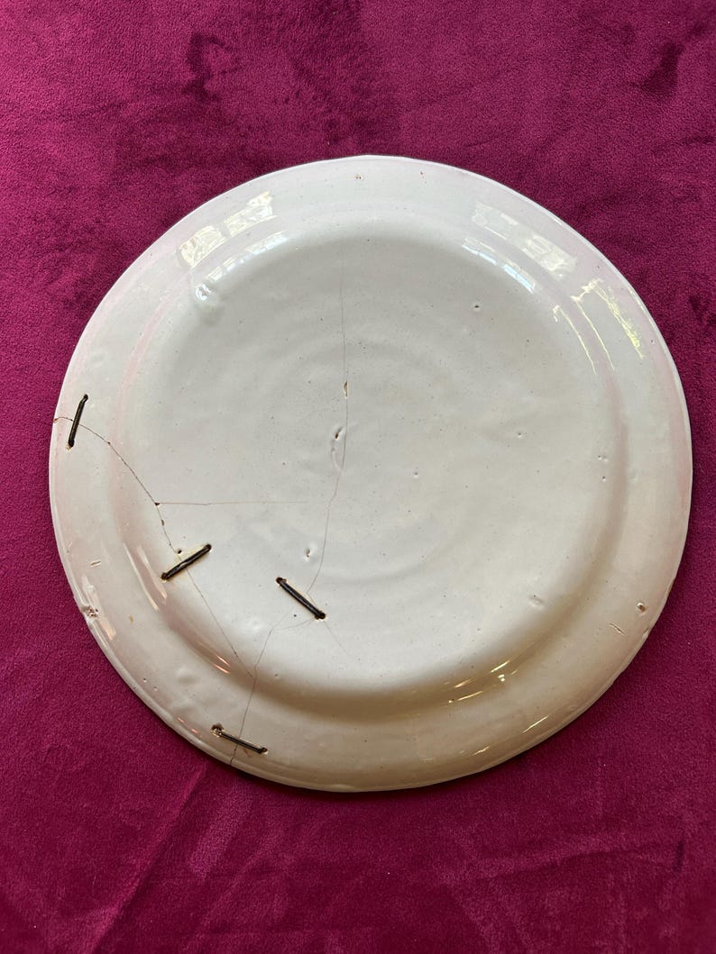 Vintage Majolica and Terracotta Plate With Staple Repairs - Etsy