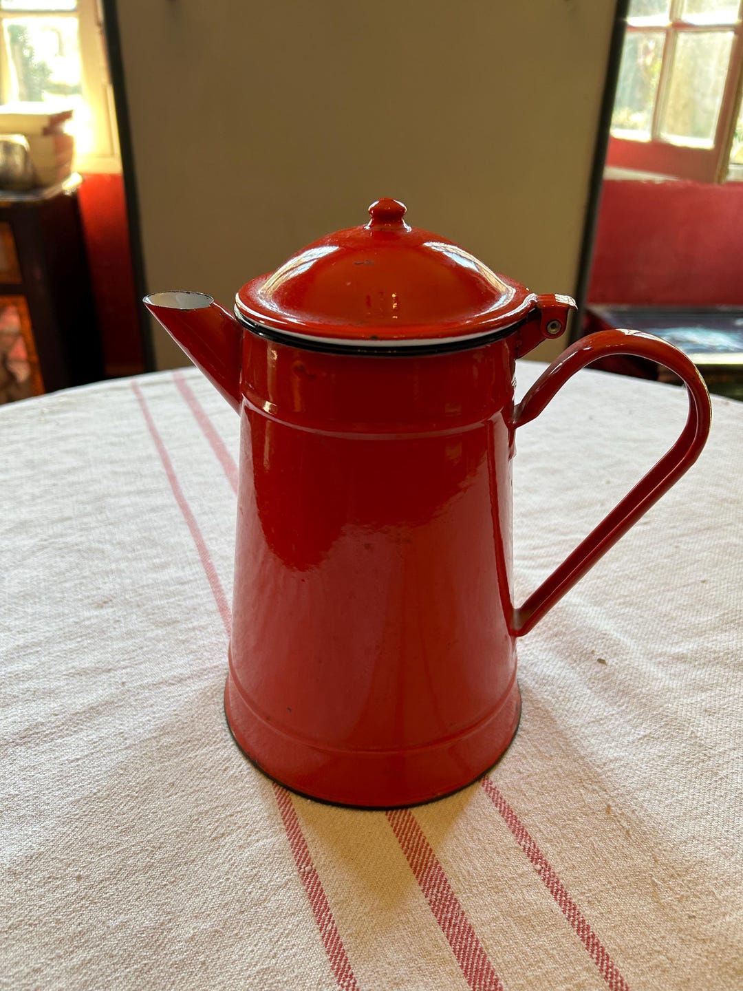 Vintage French Gorgeous Red Enamel Large Coffee Pot - Etsy