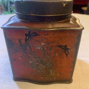 Vintage Chinese Red Painted Tin Tea Caddy - Etsy