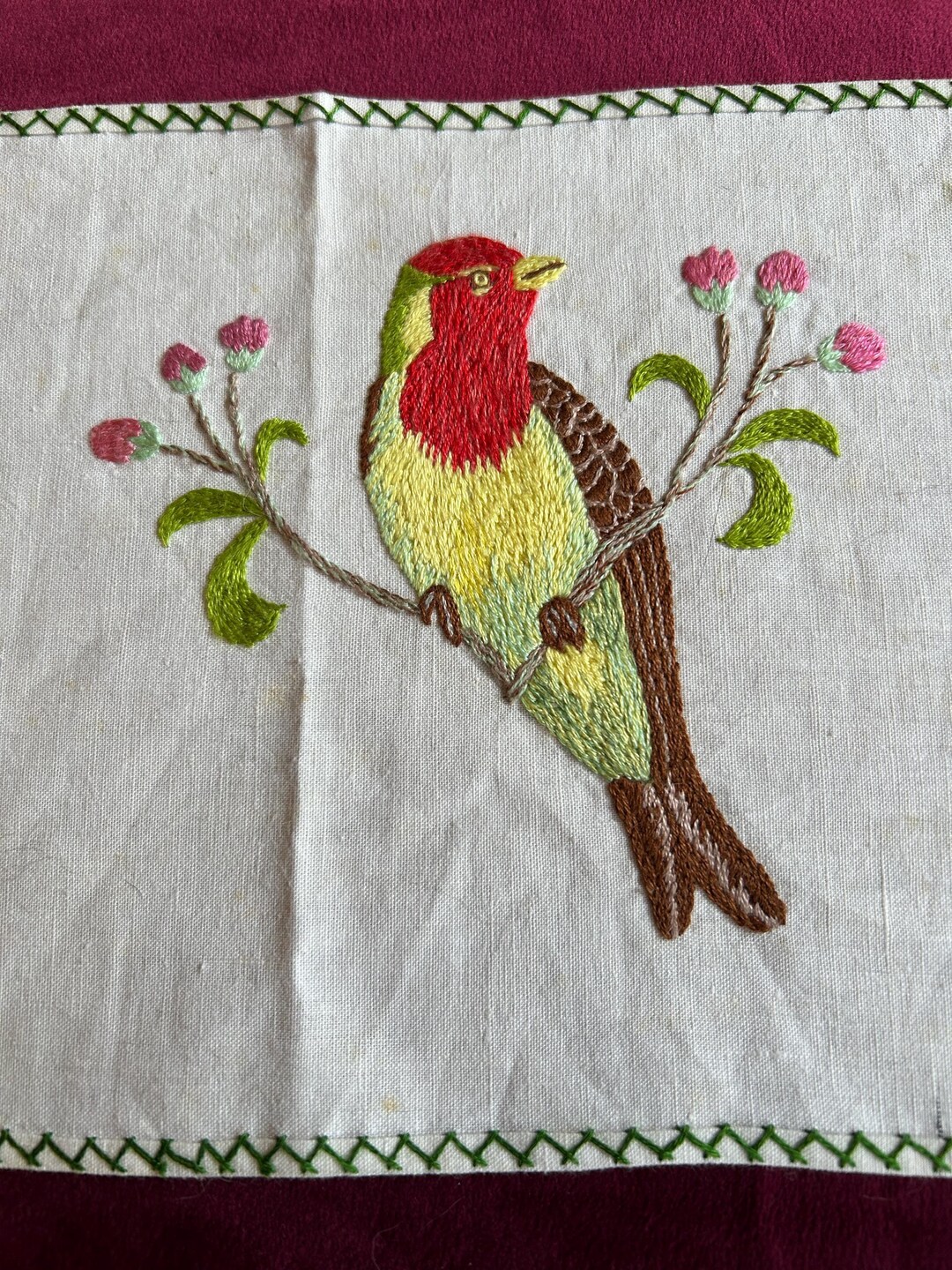 French Vintage Hand Embroidered Birds and Butterflies - Etsy