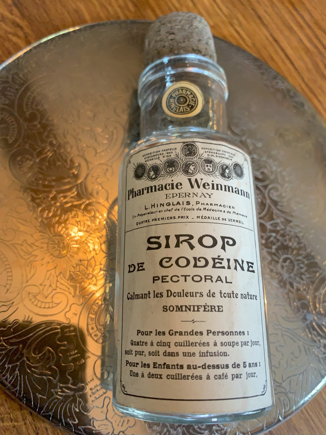 French Antique Apothecary 'sirop De Codeine' Glass Bottle From 1924 - Etsy