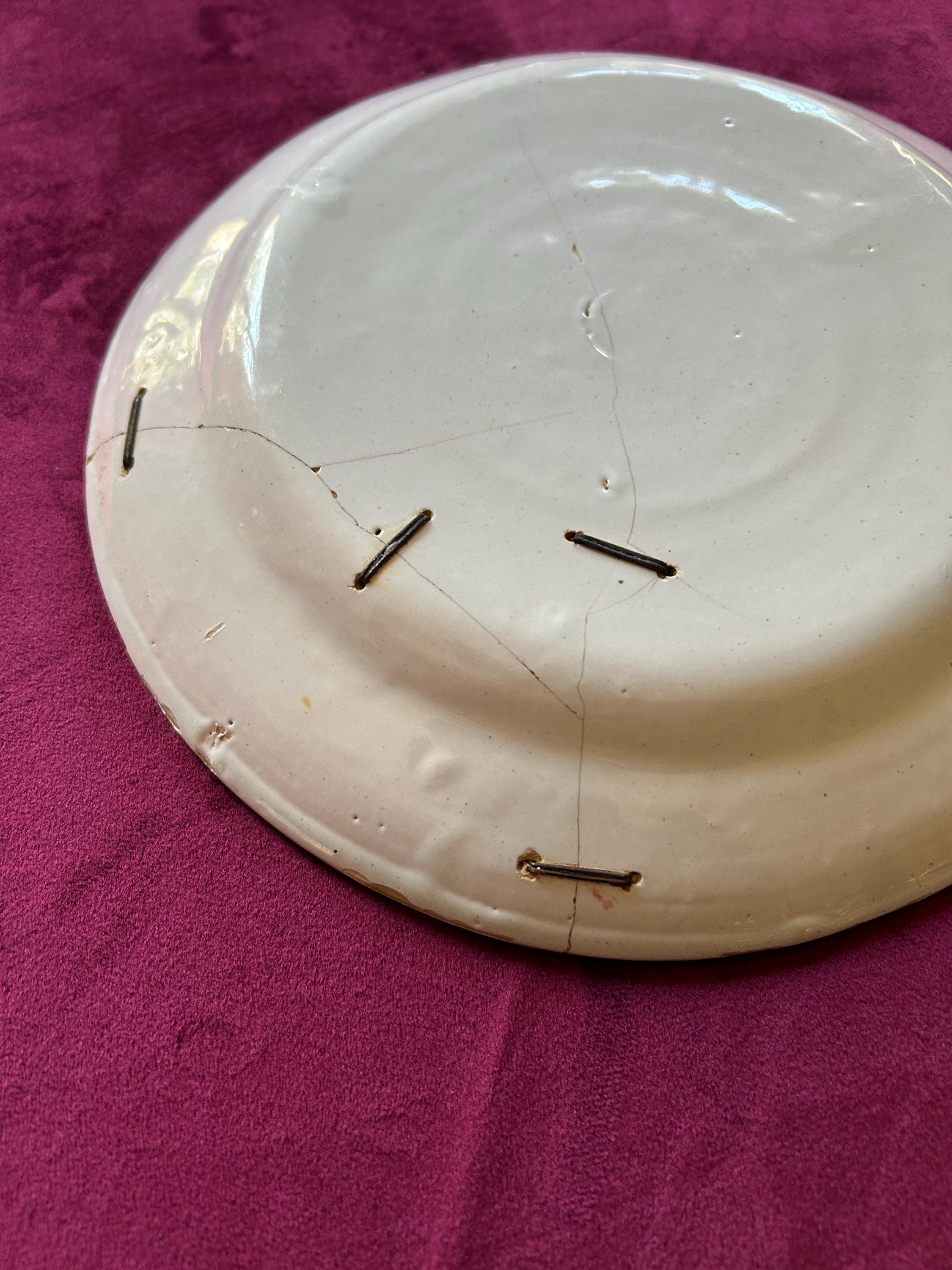 Vintage Majolica and Terracotta Plate With Staple Repairs - Etsy