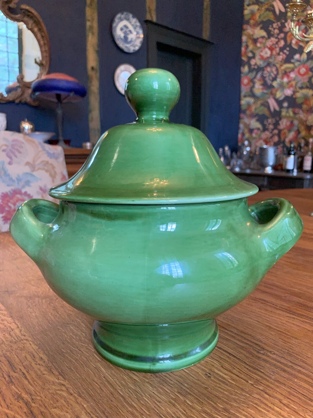 French Vintage Green Ceramic Casserole Lidded Pot - Etsy
