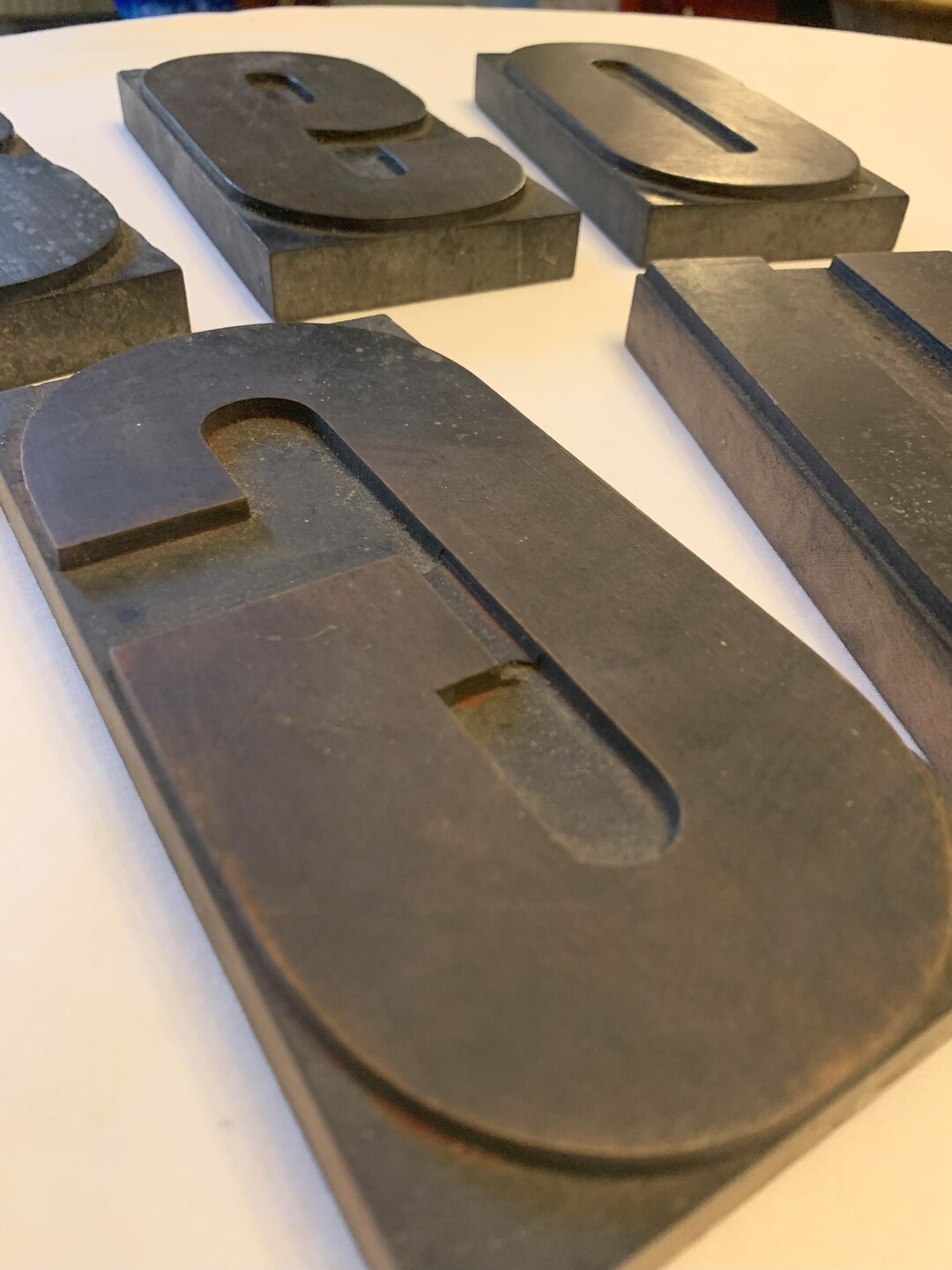 French Vintage Wood Block Press Letters and Numbers. Set of 5. - Etsy