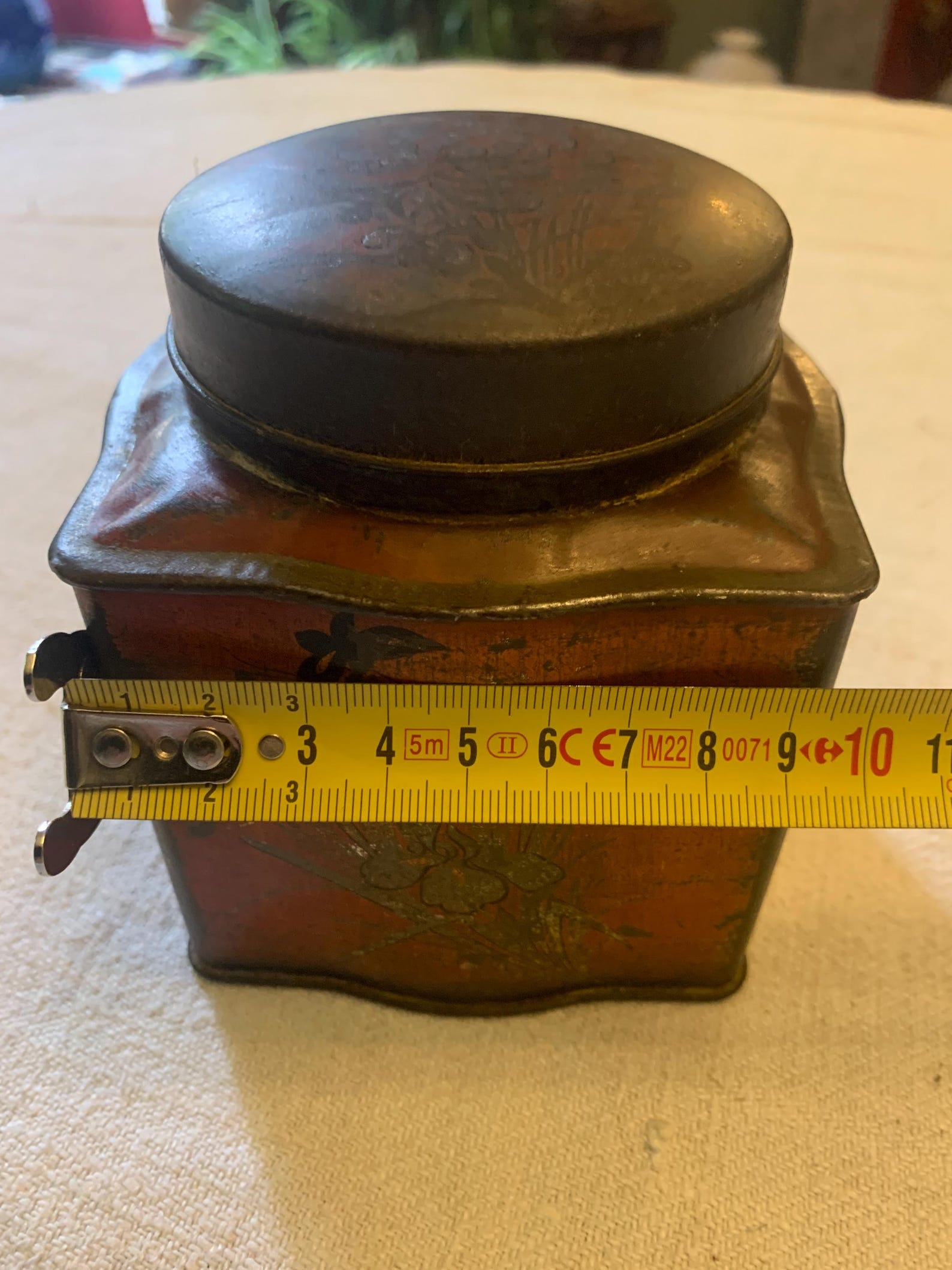 Vintage Chinese Red Painted Tin Tea Caddy - Etsy