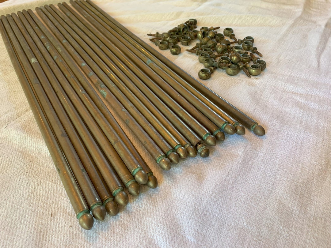 French Vintage Nineteenth Century Brass Stair Rods, Lot of 17 Complete ...