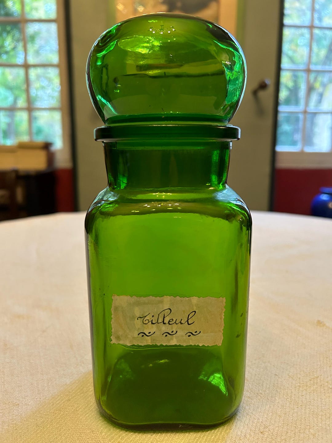 French Vintage Bottle Green Glass Storage Jars With Labels - Etsy