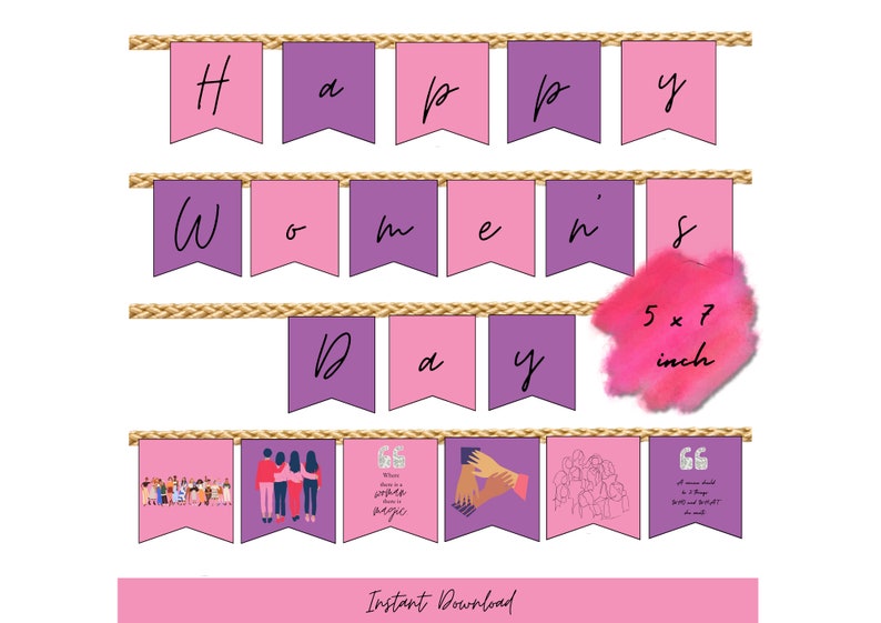Women's Day Banner Printable Party Decorations, International Women's ...
