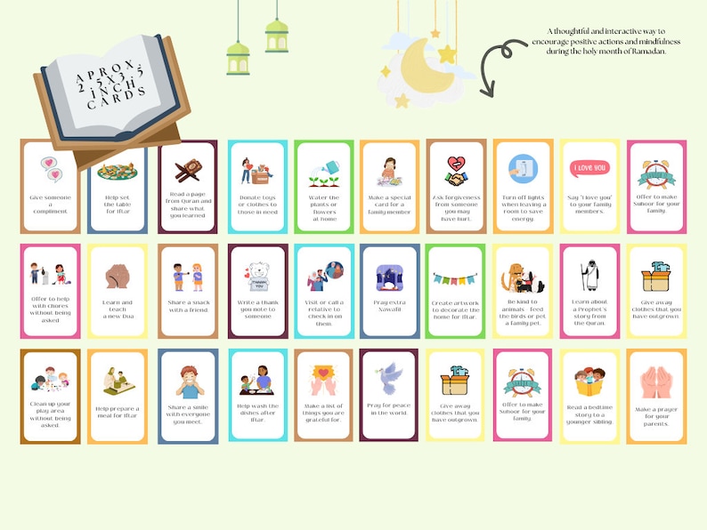 Ramadan Good Deeds Cards, Ramadan Gifts, Kids Good Deeds, Ramadan Kids ...