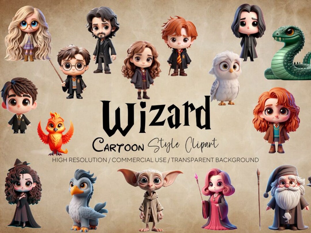 Cute Potter PNG Wizard Characters CGI, Magic Wizard School Clipart ...