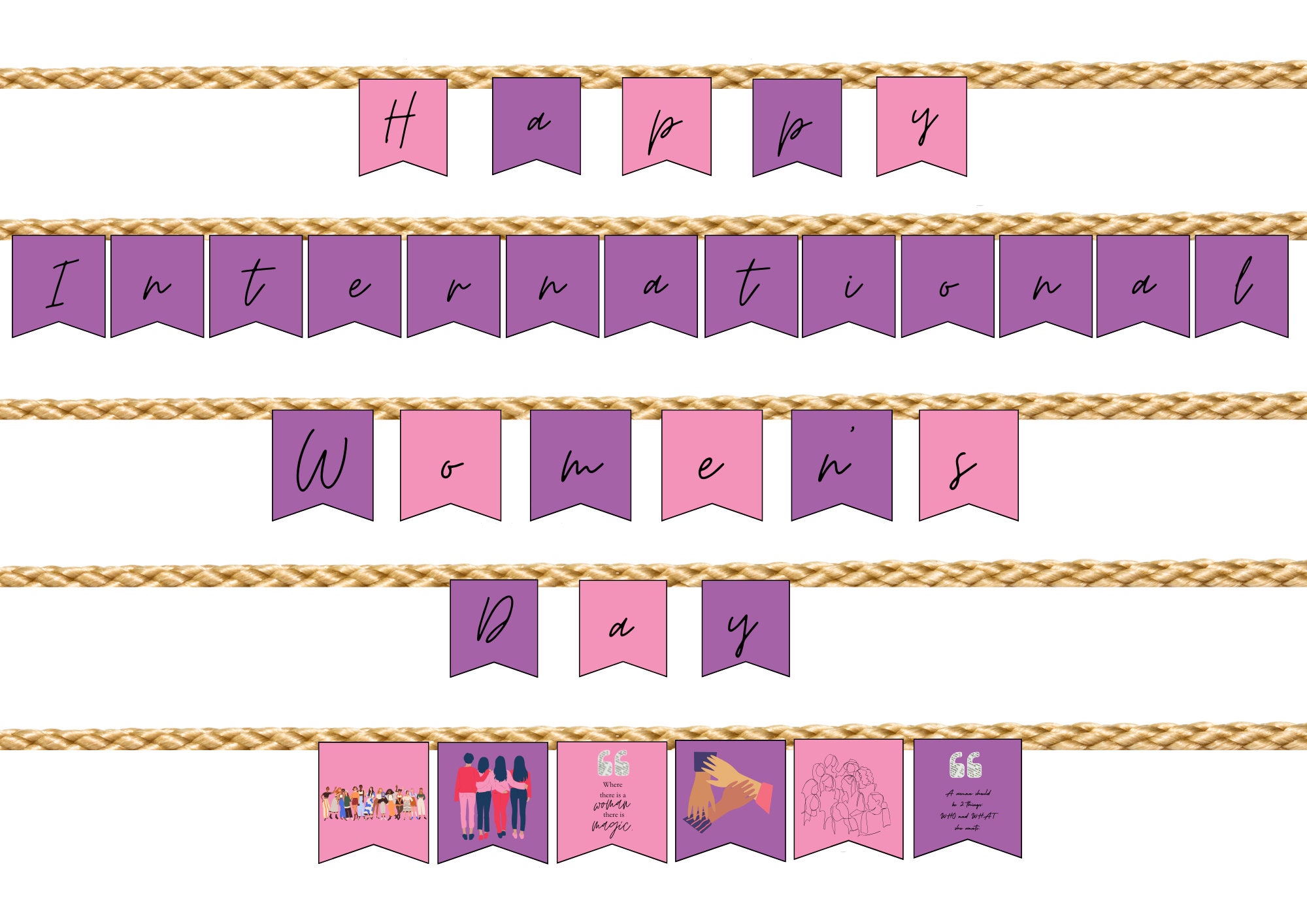Women's Day Banner Printable Party Decorations, International Women's ...