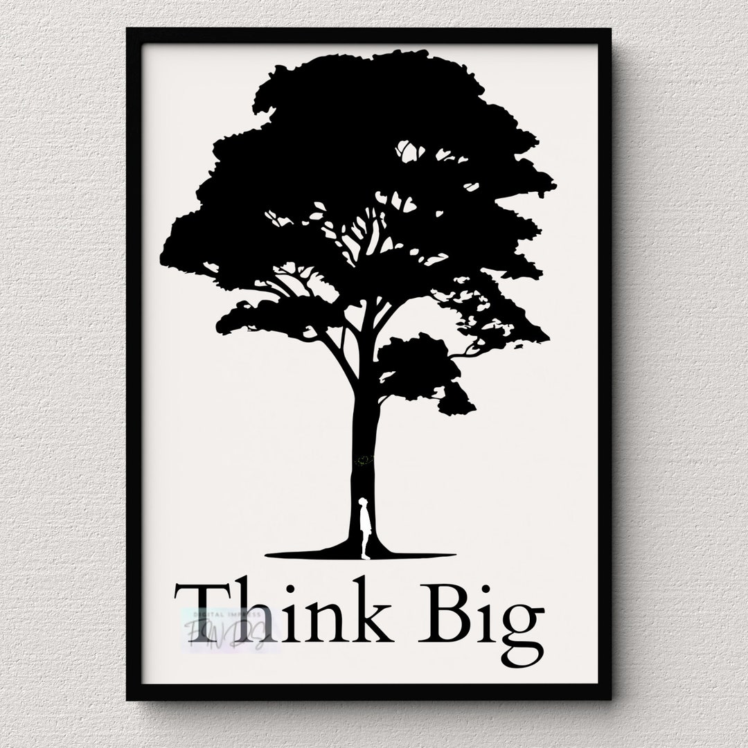 Think Big Tree Sketch Print | Motivational Wall Art | Neutral Rustic ...