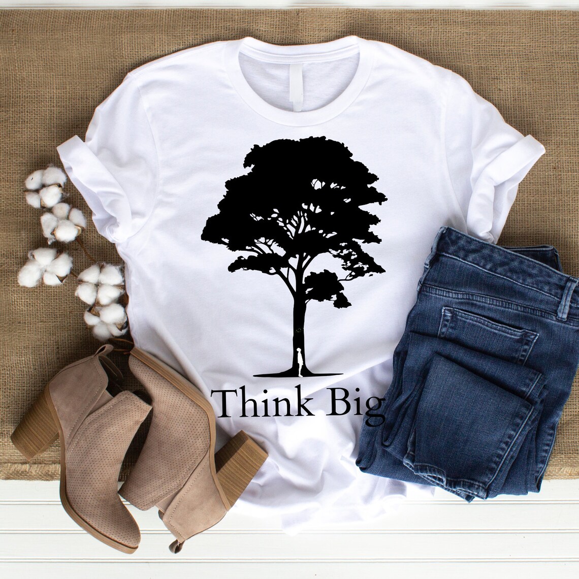 Think Big Tree Sketch Print | Motivational Wall Art | Neutral Rustic ...
