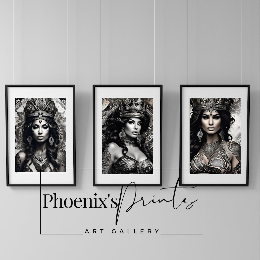 Set of 3 Women Print With Tattoo | Printable Wall Art - Etsy