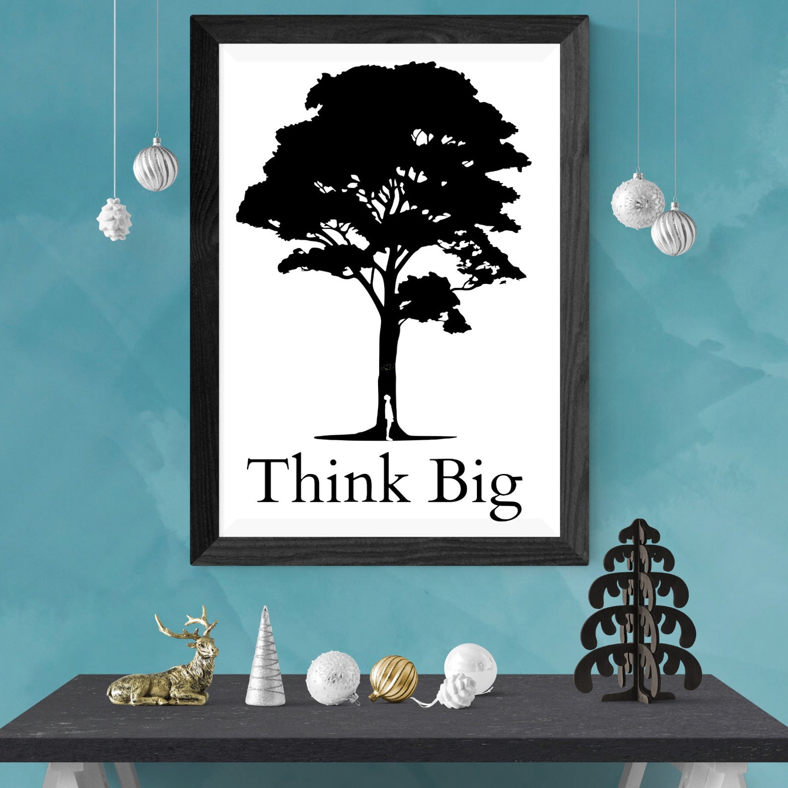 Think Big Tree Sketch Print | Motivational Wall Art | Neutral Rustic ...