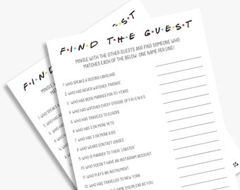 Friends Theme Birthday Party Game Printables Instant Download - Etsy