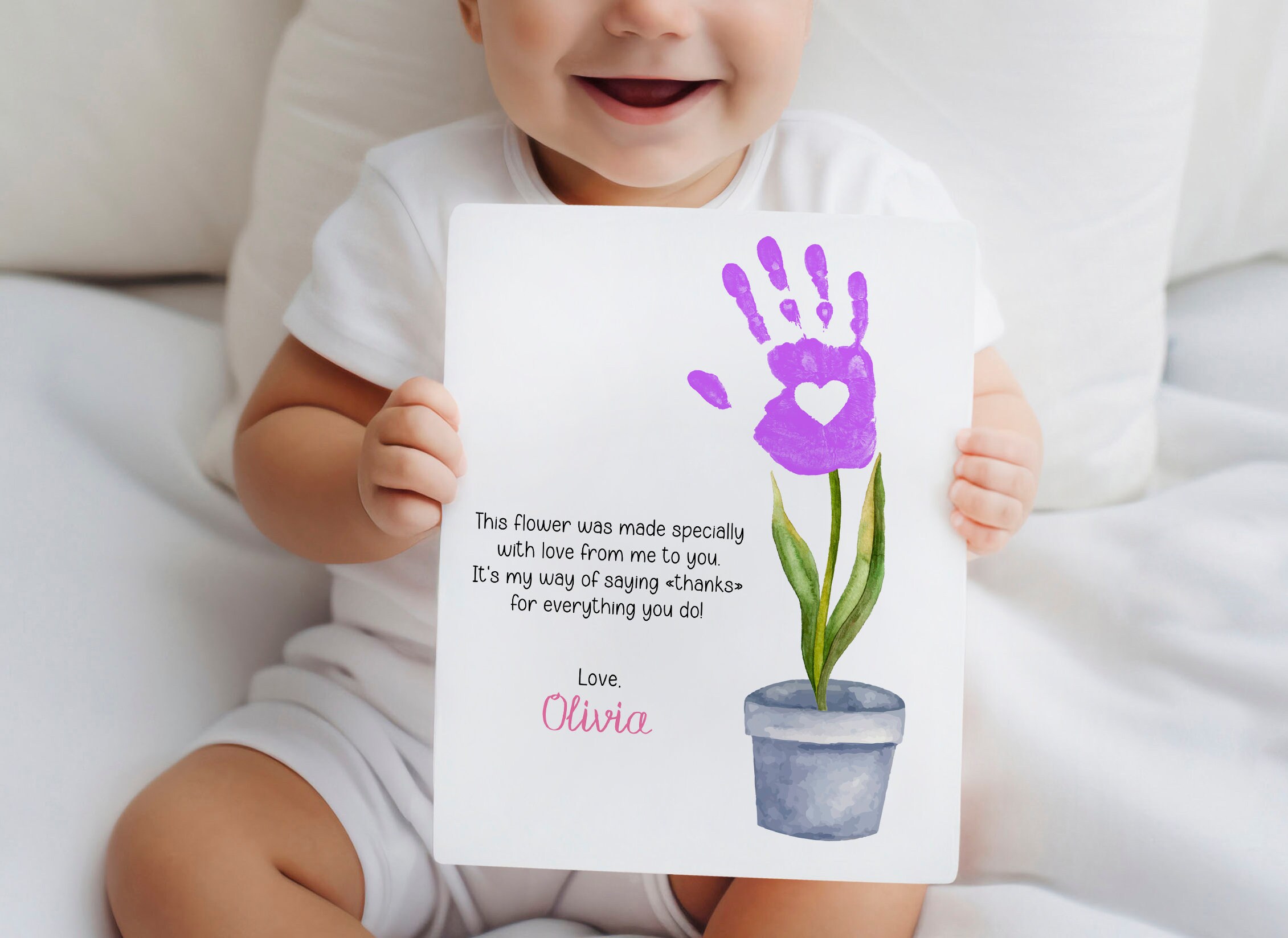 Mother's Day Flower Handprint Art Poem, DIY, Kids Craft, Card, Gift for ...