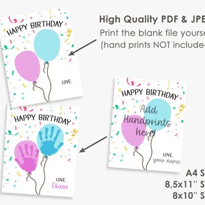Birthday Balloon Handprint Art, Kids Craft, Happy Birthday, Gift From ...