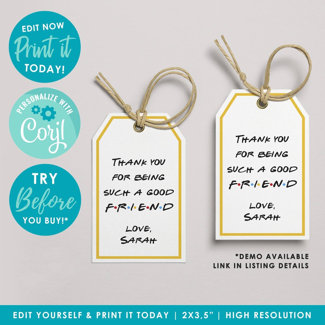 Editable Friends Gift Tag, Friends Theme Birthday Party Favor Tag ...
