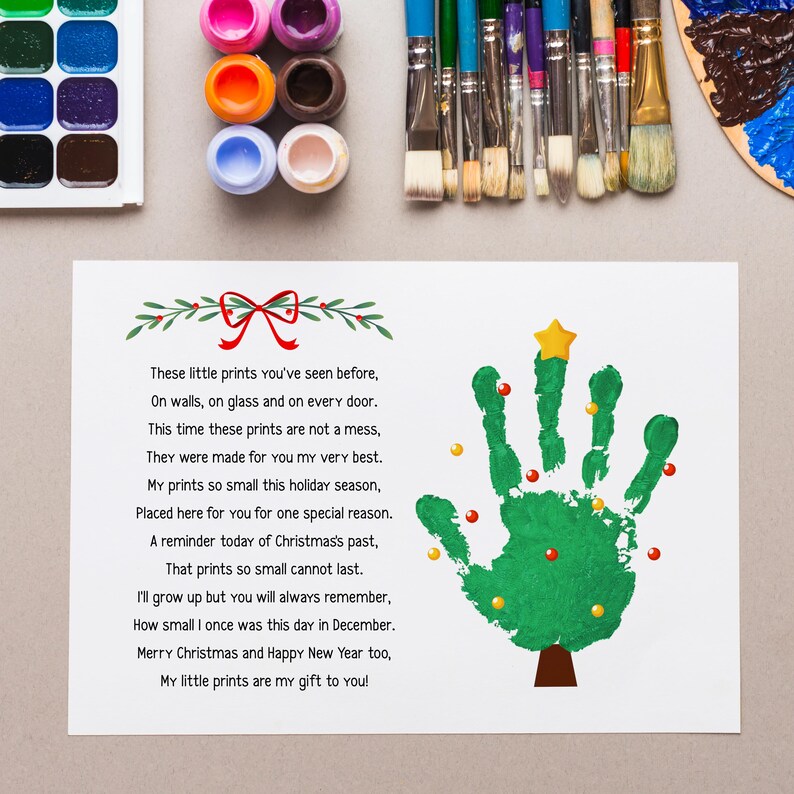 Christmas Poem Handprint Art Craft, Christmas Tree Baby Toddler Kids ...