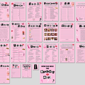 Mean Girls Birthday Games, BUNDLE, Mean Girls Theme Birthday Party, Set ...
