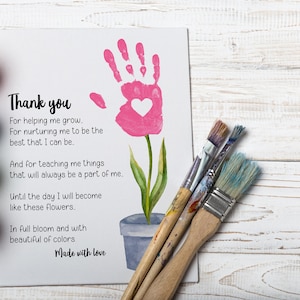 Teacher Appreciation Handprint Art, DIY, Teacher Thank You Gift, End of ...