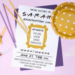 Friends Graduation Invitation Editable Template, Friends Theme Grad ...
