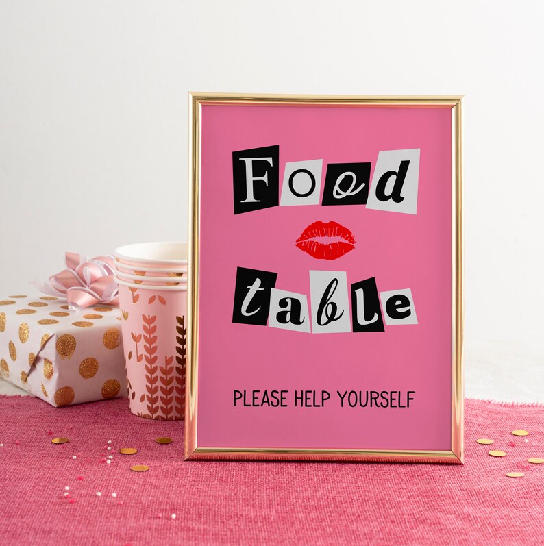 Food Table Sign, Mean Girls Theme Party, Food Sign, Mean Girls Birthday ...