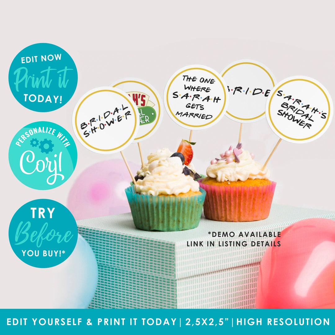 Friends Bridal Shower Cupcake Toppers, Friends Theme Bridal Party Decor ...