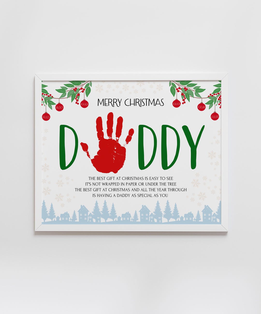 Christmas Daddy Poem Handprint Art Craft, First Xmas Keepsake Memory ...