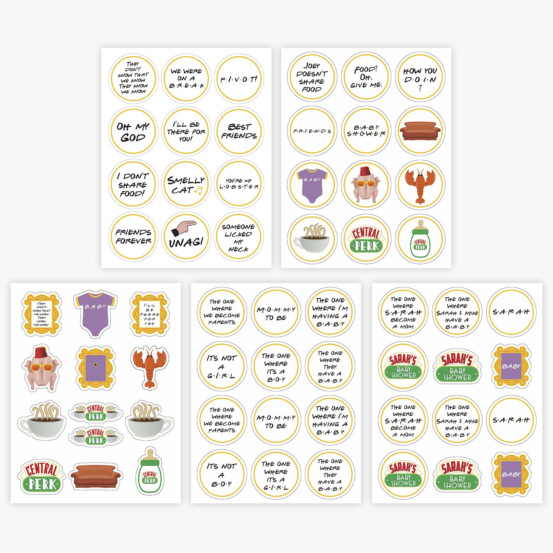 Editable Friends Baby Shower Cupcake Toppers, Friends Theme Baby Shower ...