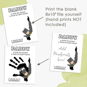 Father's Day Handprint Art Craft, BUNDLE, Superhero Dad, Birthday Gift ...