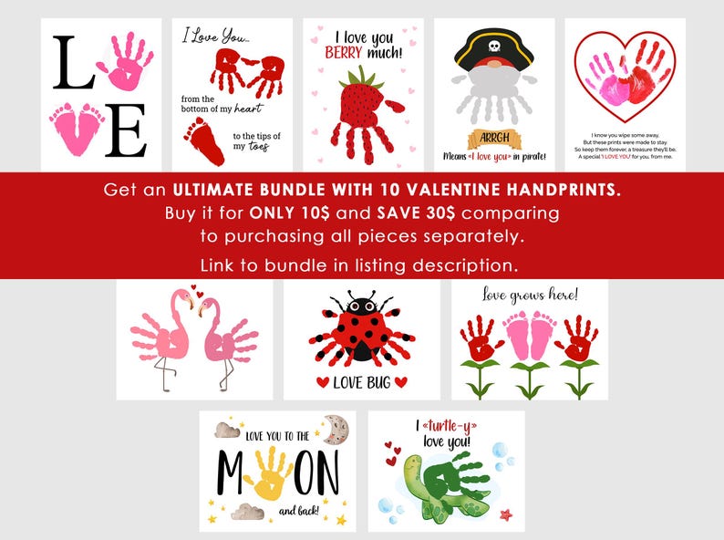 Handprint Art Craft, I Love You to the Moon & Back, Valentine's Day ...