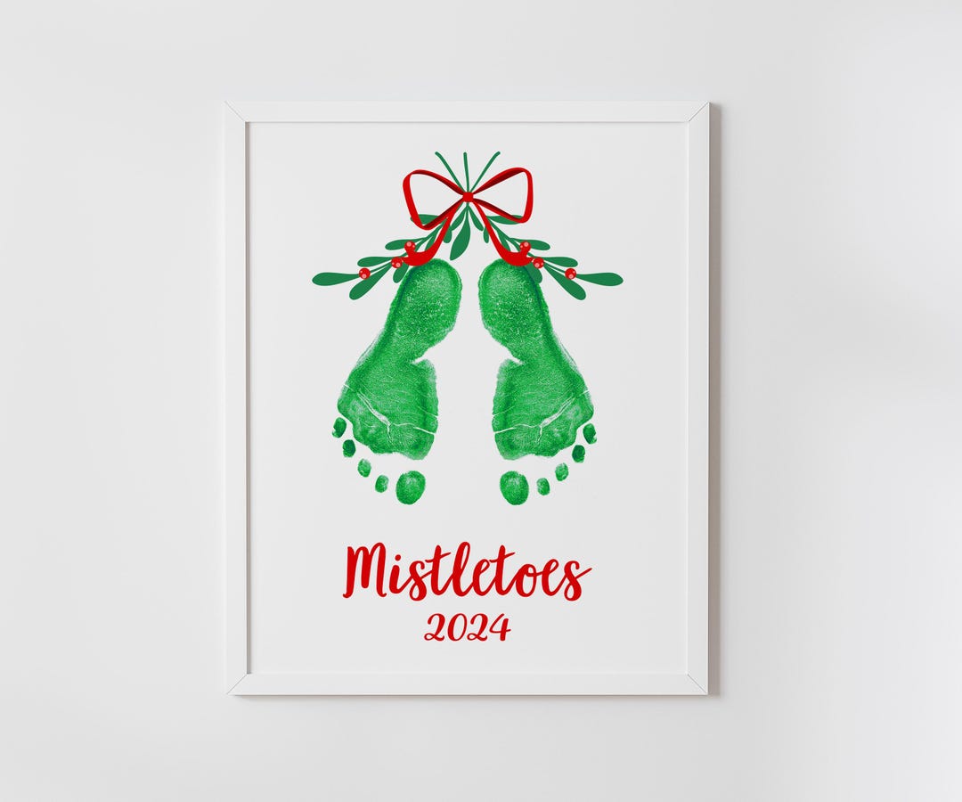 Christmas Mistletoes, Footprint Art, Crafts for Kids, Holiday Memory ...