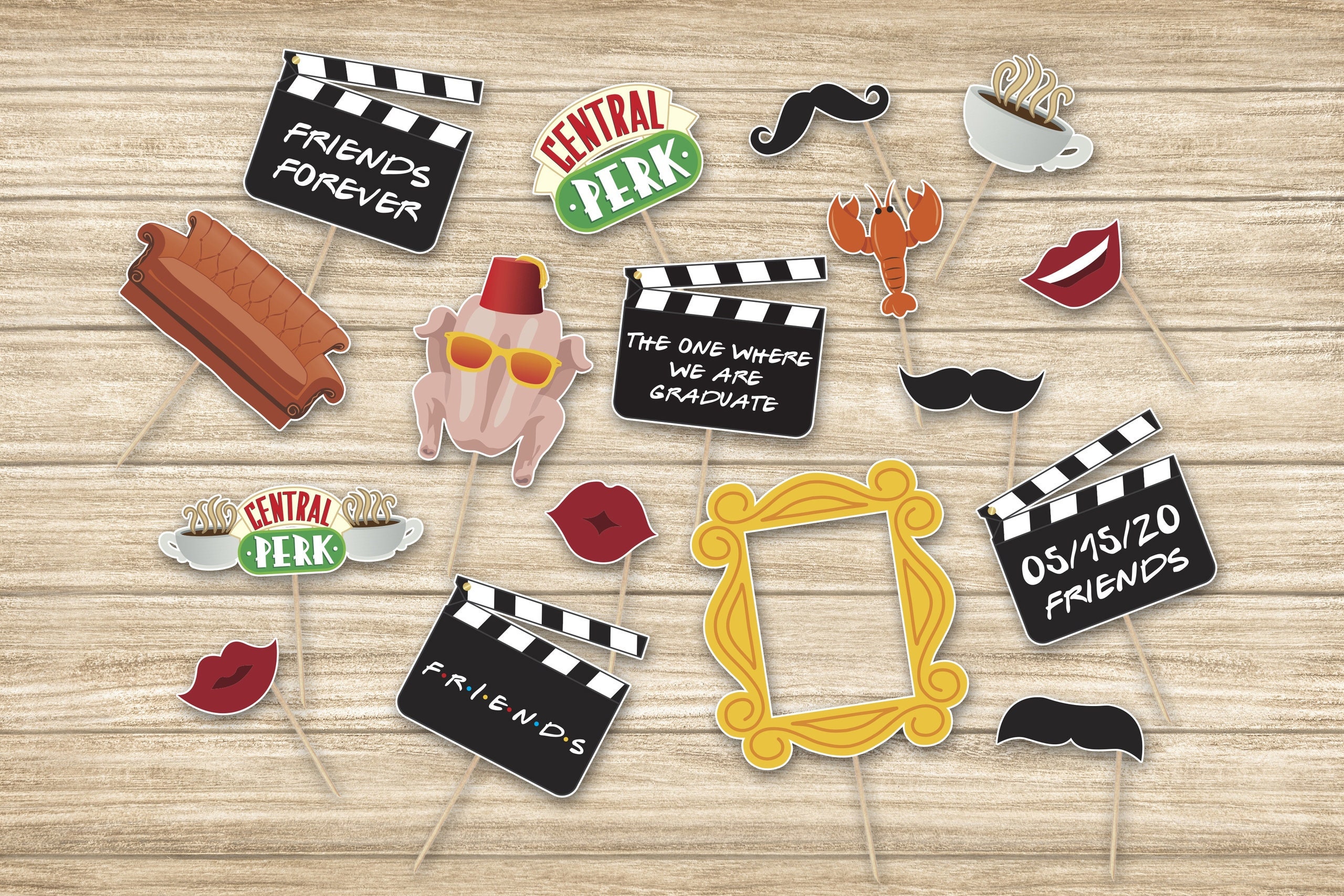 Friends Photo Booth Props, Friends Theme Graduation Party Props ...