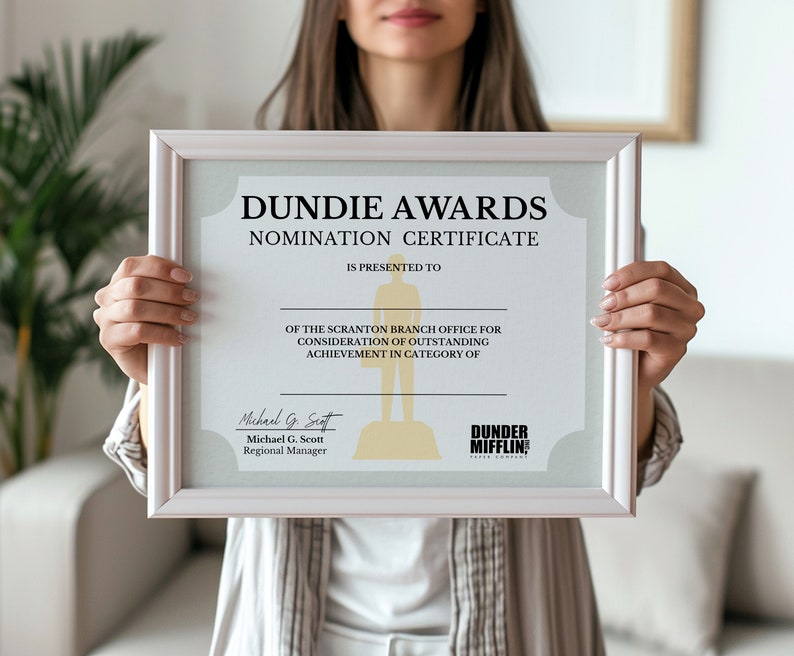 Dundie Award Certificate, PDF, JPEG, Office Theme Party Decoration, DIY ...