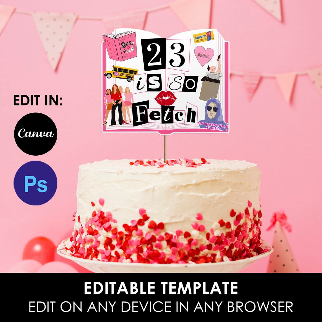 Burn Book Cake Topper, Editable, Mean Girls Theme Birthday Topper Cake ...