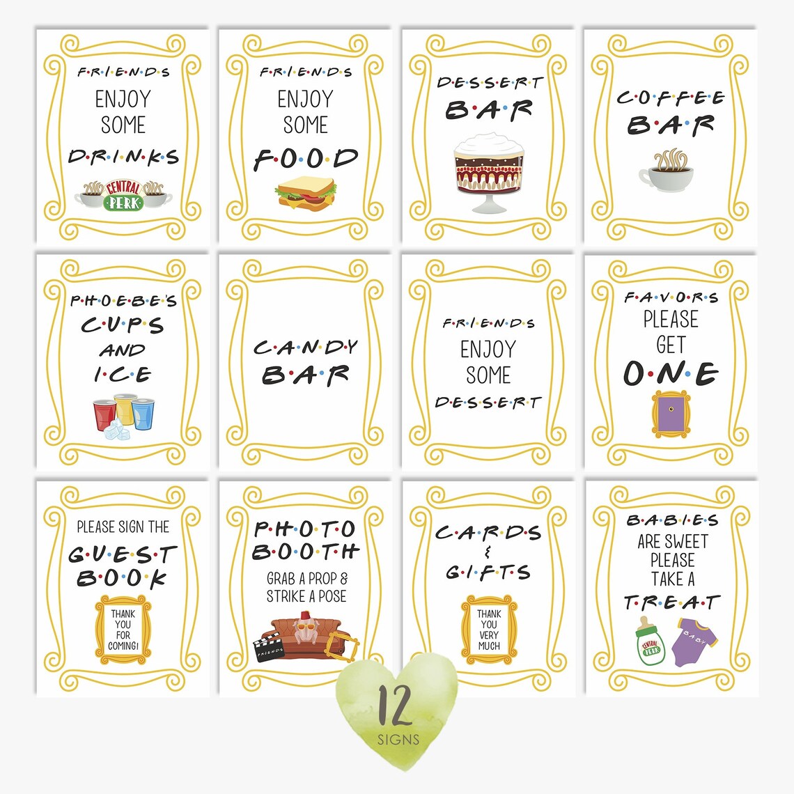 Friends Theme Baby Shower Sign, BUNDLE, Baby Shower Party Signs Table ...