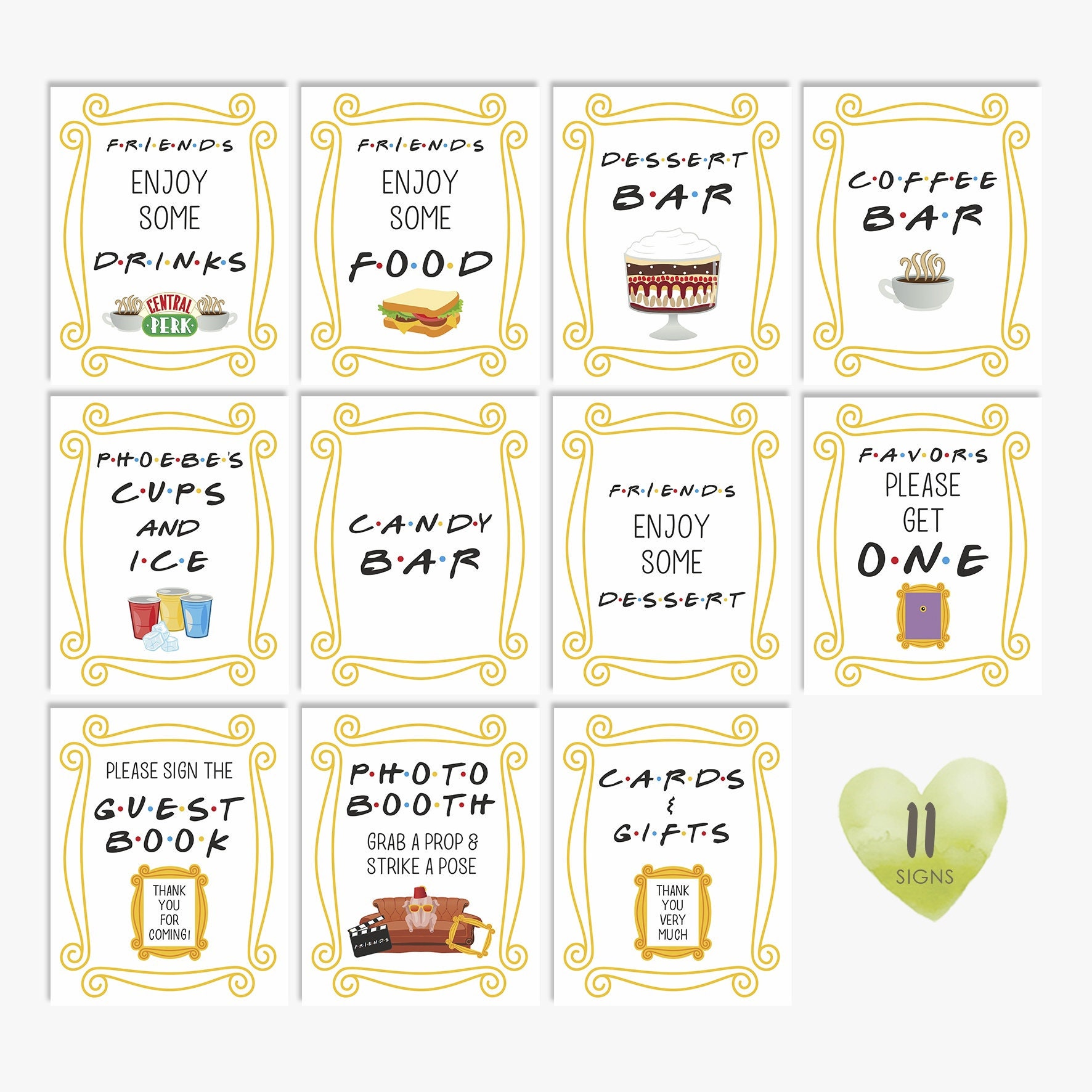 Friends Theme Party Sign, BUNDLE, Birthday Bridal Shower Baby Shower ...