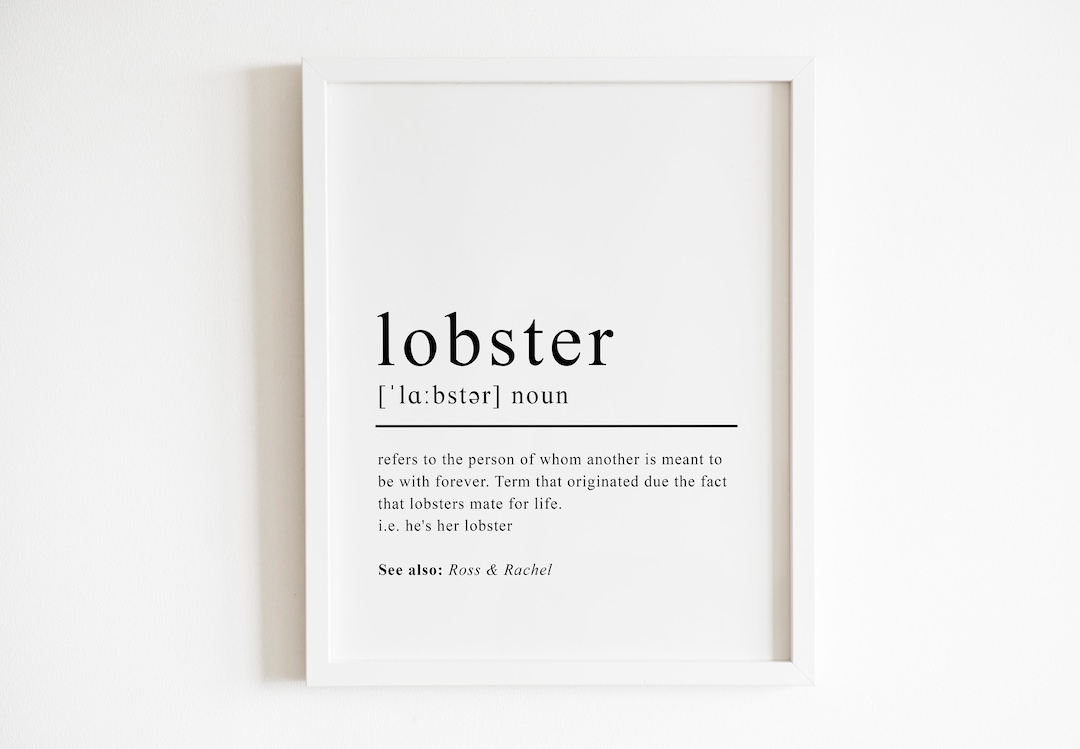 Lobster Definition Print, Dictionary Poster, Quote Wall Art, About Love ...